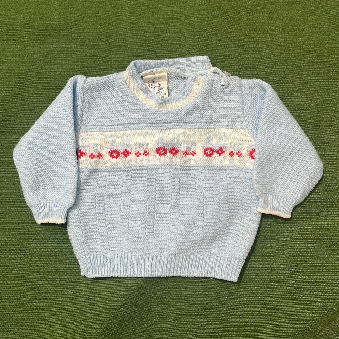 Vintage Knit Train Pullover Sweater - Baby Size 9 Months - Etsy