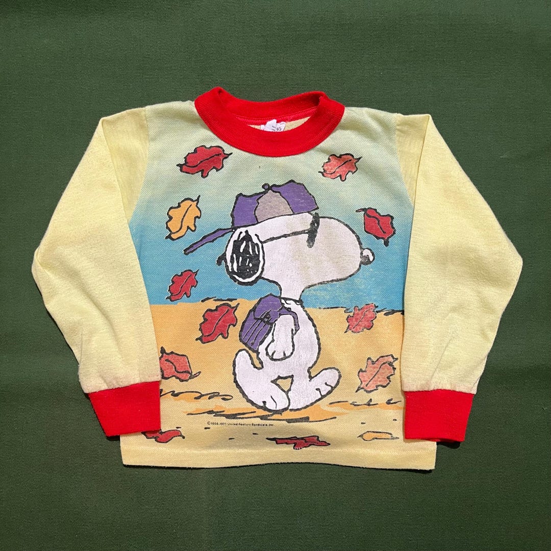 Vintage 70s/80s Kids/youth/toddler Peanuts Snoopy Fall Leaf Leaves ...