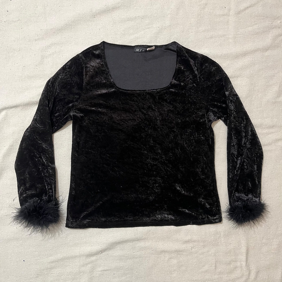 Vintage 90s/00s Y2K Damen Femme MSA Schwarz Polyester Top Shirt Bluse ...