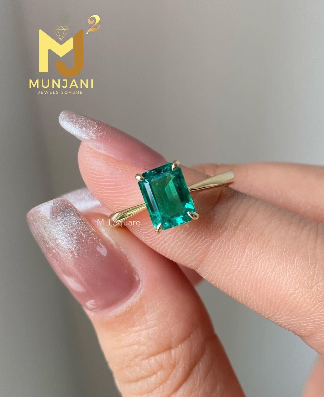 1.75 Ct Emerald Simulated Stone Engagement Ring 18K Gold Ring - Etsy
