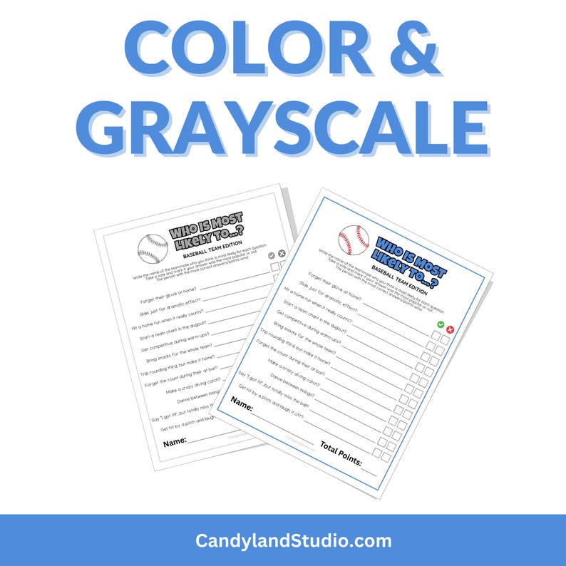 Baseball Most Likely Team Building Game Digital Download Printable Fun ...