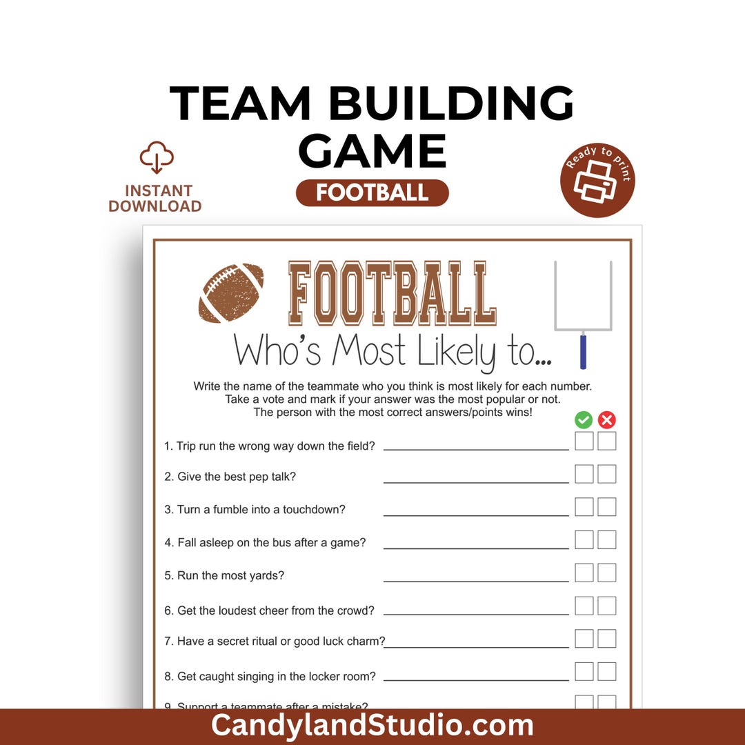 Football Most Likely to Team Building Game Digital Download Printable ...