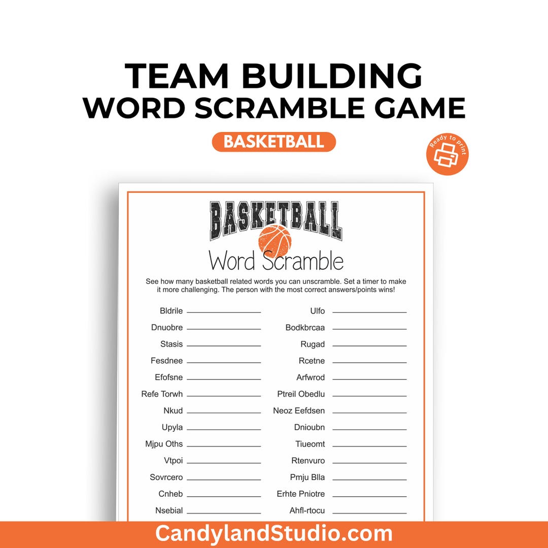 Basketball Word Scramble Game for Team Building Ice Breaker Printable ...