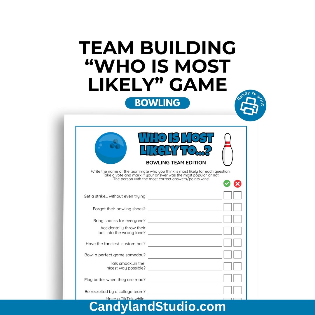 Bowling Most Likely to Team Building Game Digital Download Printable ...