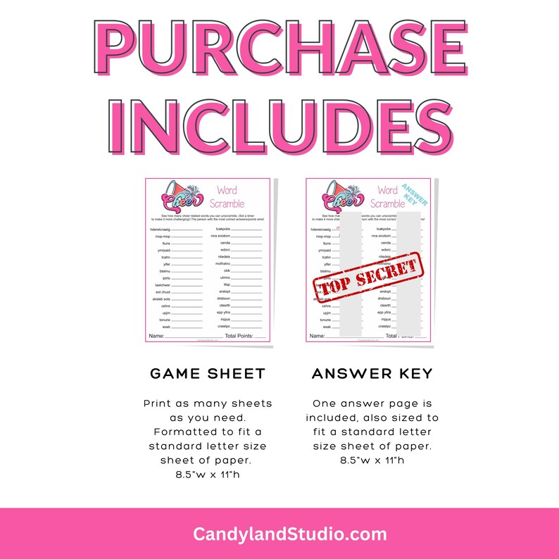 Cheer Squad Word Scramble Game Team Building Ice Breaker Printable Fun ...