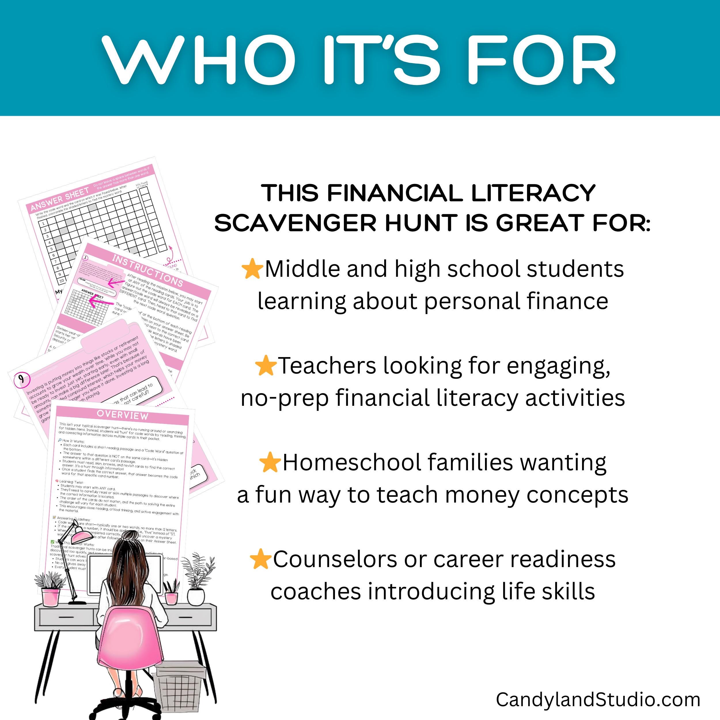 Financial Literacy Printable Scavenger Hunt for Middle High School ...