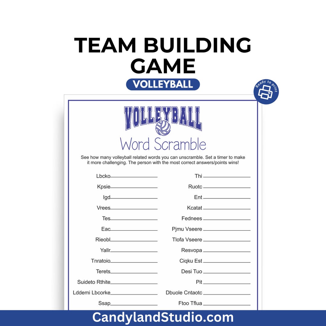 Volleyball Word Scramble Team Building Game Digital Download Printable ...