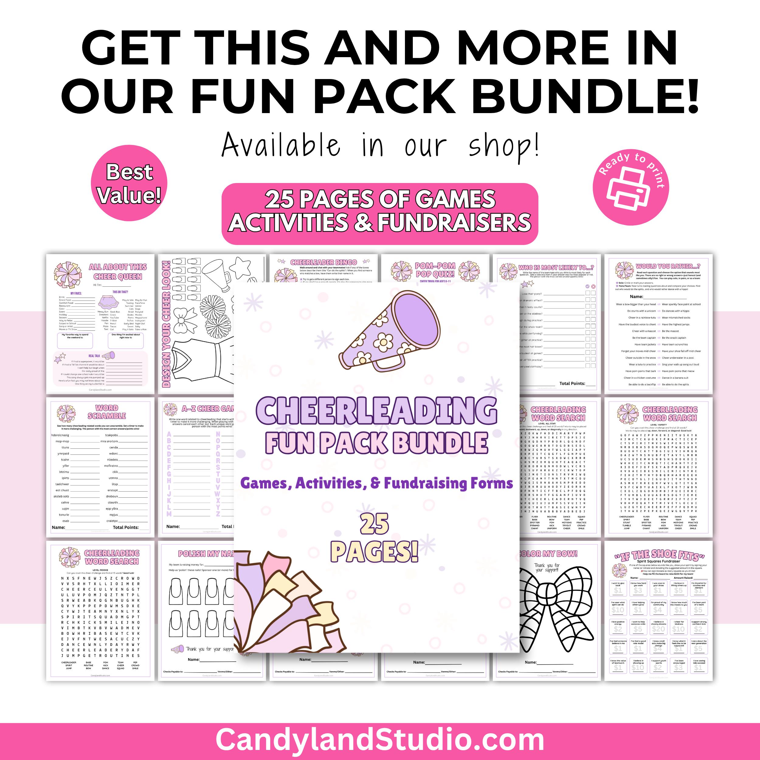 Pom-pom Pop Quiz Cheerleader Trivia Game for Elementary Ages 6-11 ...
