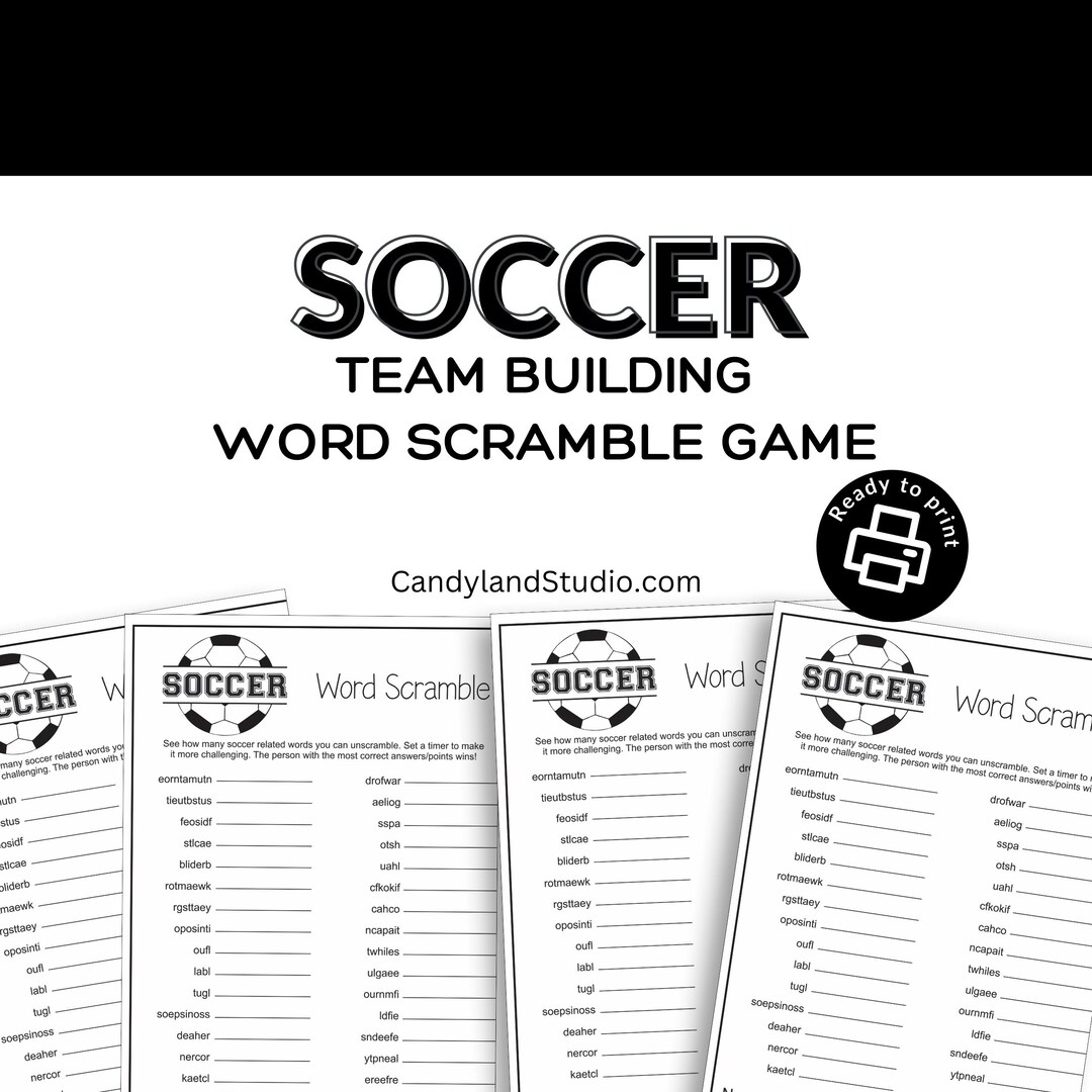 Soccer Word Scramble Game for Team Building Ice Breaker Printable Fun ...