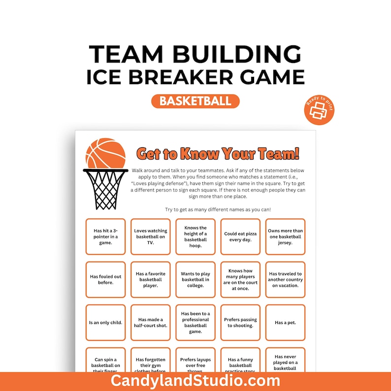 Basketball Find Someone Who Team Building Ice Breaker Game Printable ...