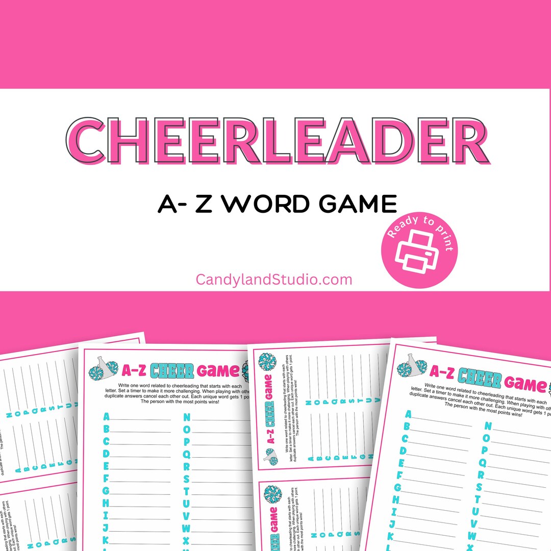 Cheerleader A-Z Word Game PDF Fun Digital Download Cheer Squad Ice ...