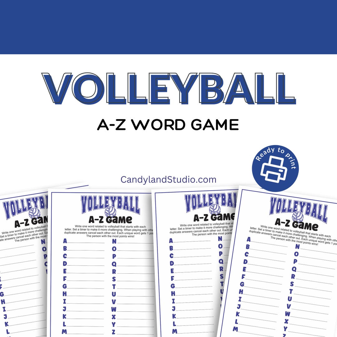 Volleyball A-Z Word Game Team Building Ice Breaker Printable Fun Silly ...