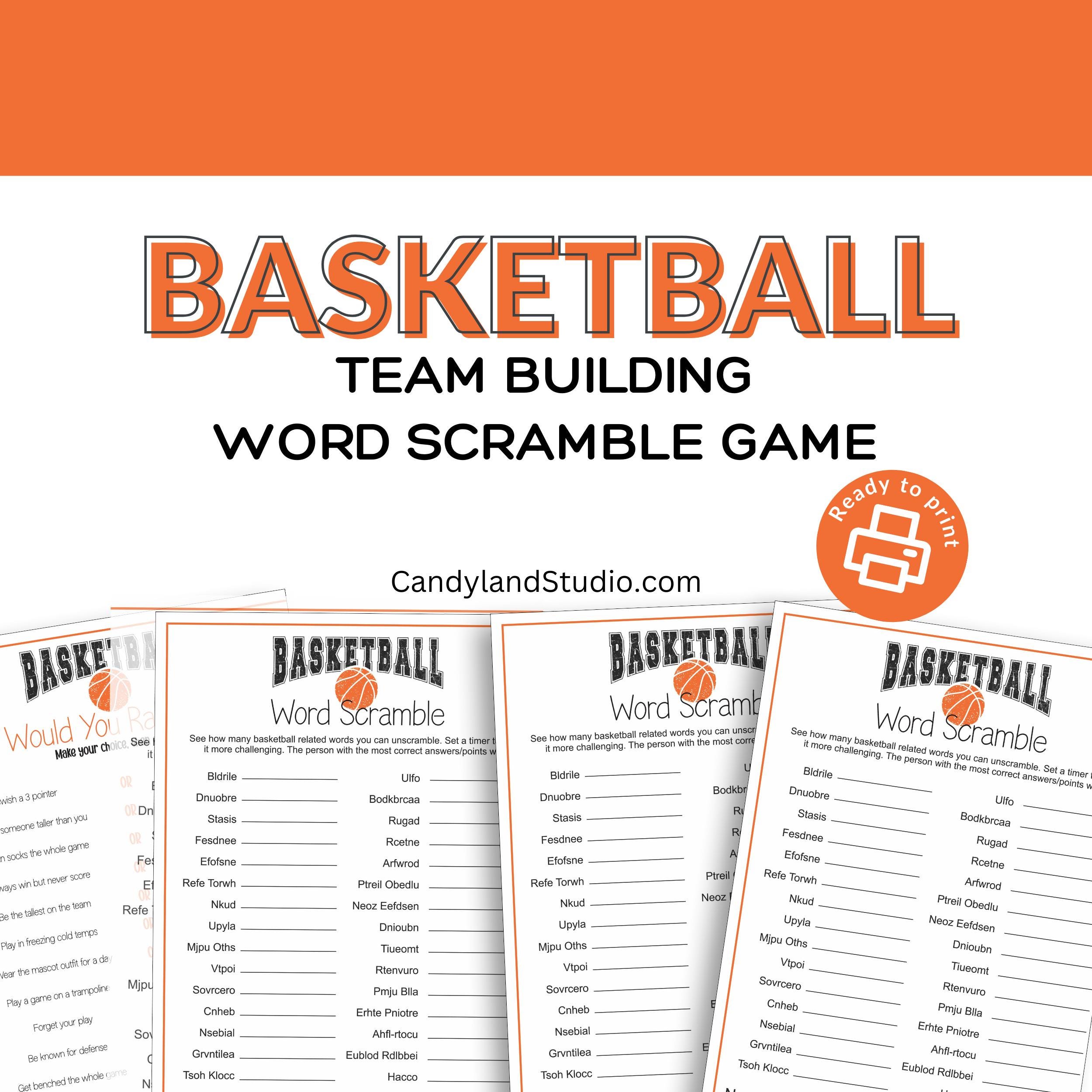Basketball Word Scramble Game for Team Building Ice Breaker Printable ...