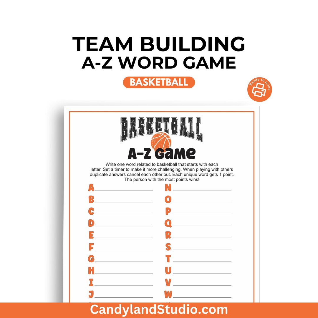 Basketball A-Z Word Game Team Building Ice Breaker Printable | Fun ...