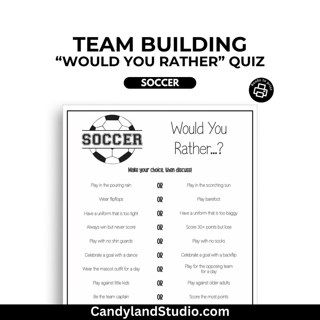 Soccer Would You Rather Team Building Game Digital Download PDF Fun ...