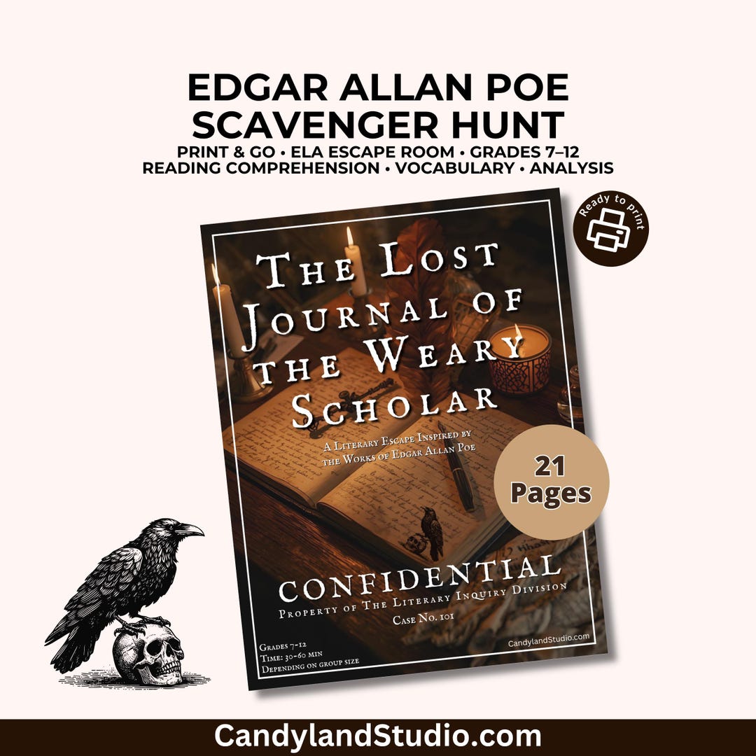 Edgar Allan Poe Escape Room Activity | the Raven Scavenger Hunt ...