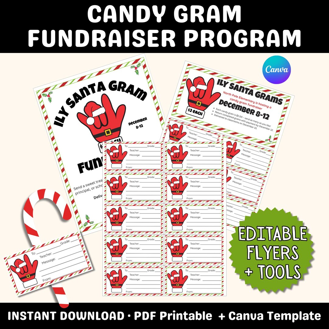Candy Gram Fundraiser Program Canva Template for Elementary School PTO ...