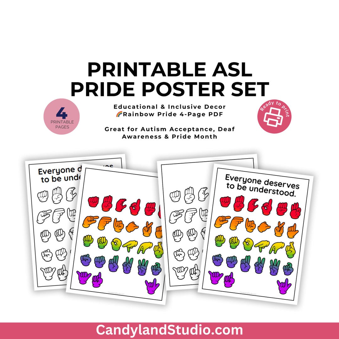Rainbow ASL Alphabet Poster Printable, Sign Language PDF, Inclusive ...