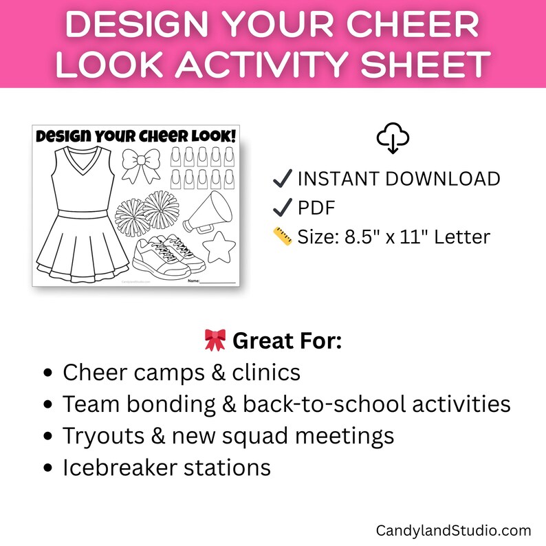 Cheerleading Activity Sheet Printable: Design Your Own Cheer Look ...