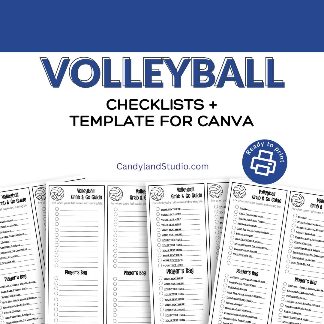 Volleyball Tournament Checklist Printable, Game Day Prep List for ...