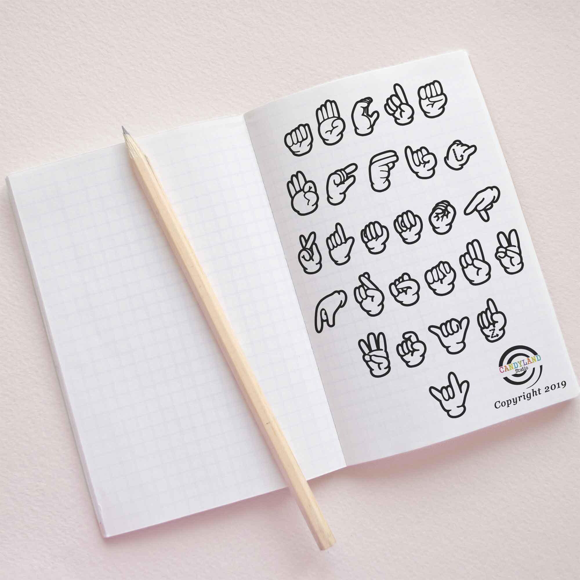 Glove Signs Manual Alphabet ASL Font Sign Language ILY Speech Therapy ...