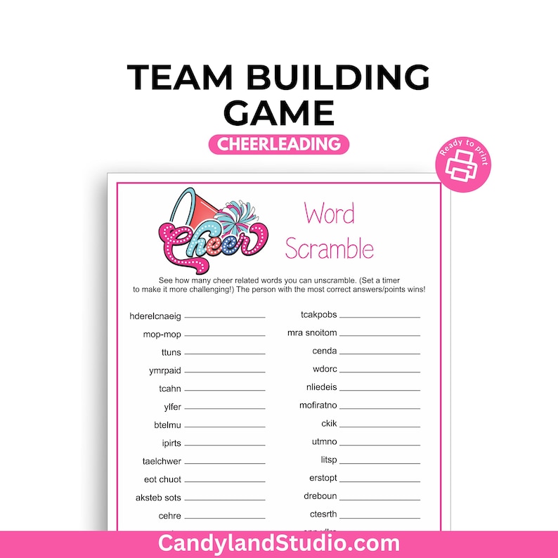 Cheer Squad Word Scramble Game Team Building Ice Breaker Printable Fun ...