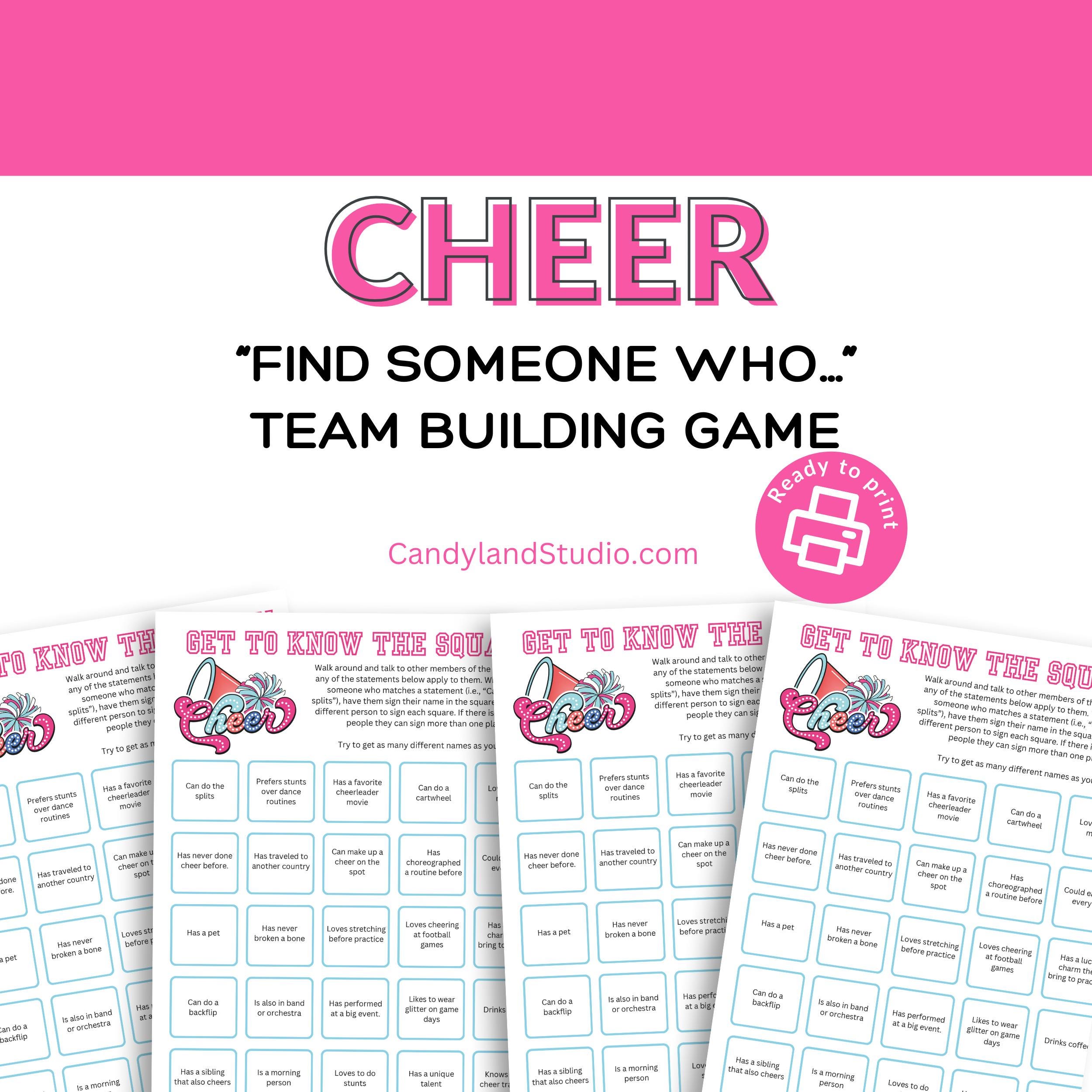 Cheer Squad Find Someone Who Team Building Ice Breaker Game Printable ...