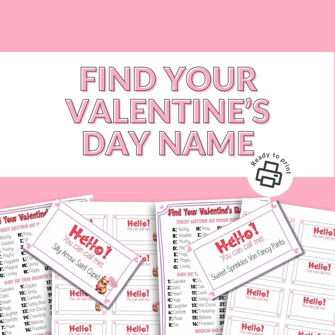 Find Your Valentine's Day Class Party Name Chart Tags Printable PDF ...