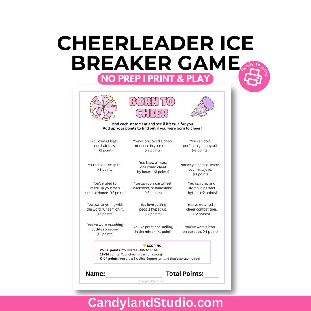 Born to Cheer Quiz, Team Building Ice Breaker Activity, Printable Game ...