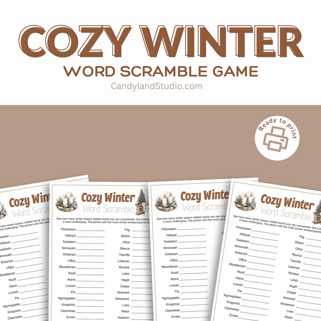 Cozy Winter Seasonal Word Scramble Digital Printable Family Reunion ...