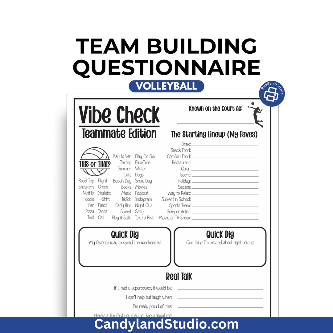 Volleyball Team Building Get to Know Me Digital Download Printable Fun ...