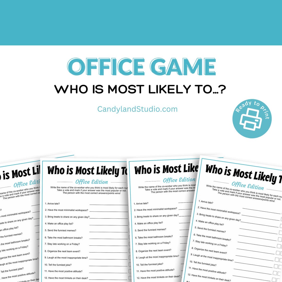 Office Co-worker Most Likely to Ice Breaker Digital Printable How Well ...