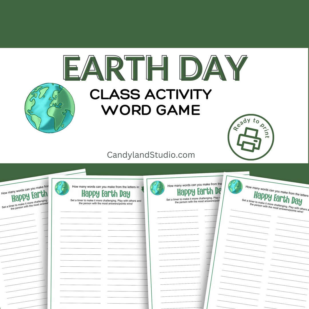 Earth Day Word Game Class Activity Printable PDF Digital Download Eco ...
