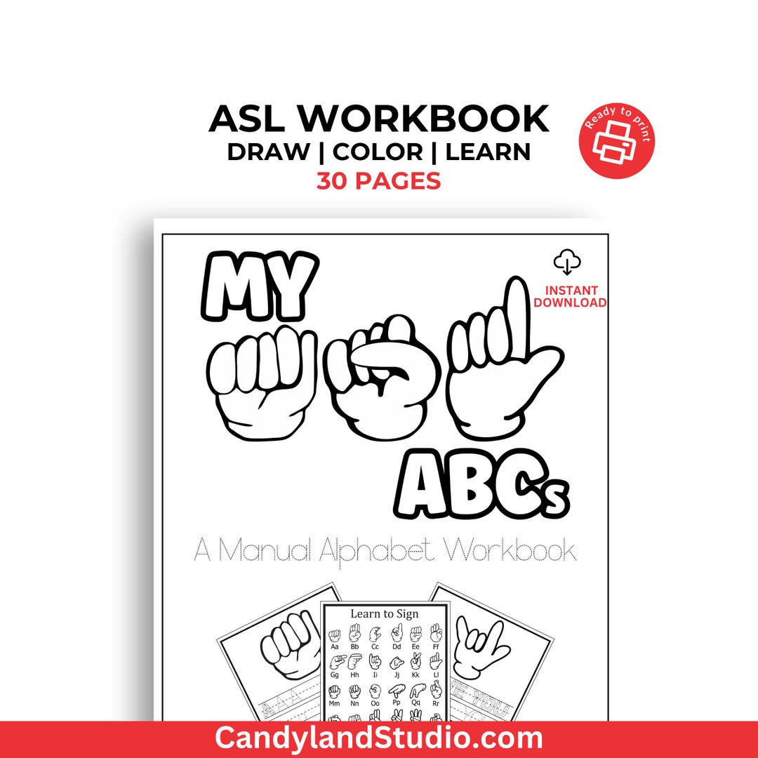ASL Abcs Manual Alphabet Workbook Digital Download Speech Therapy ...