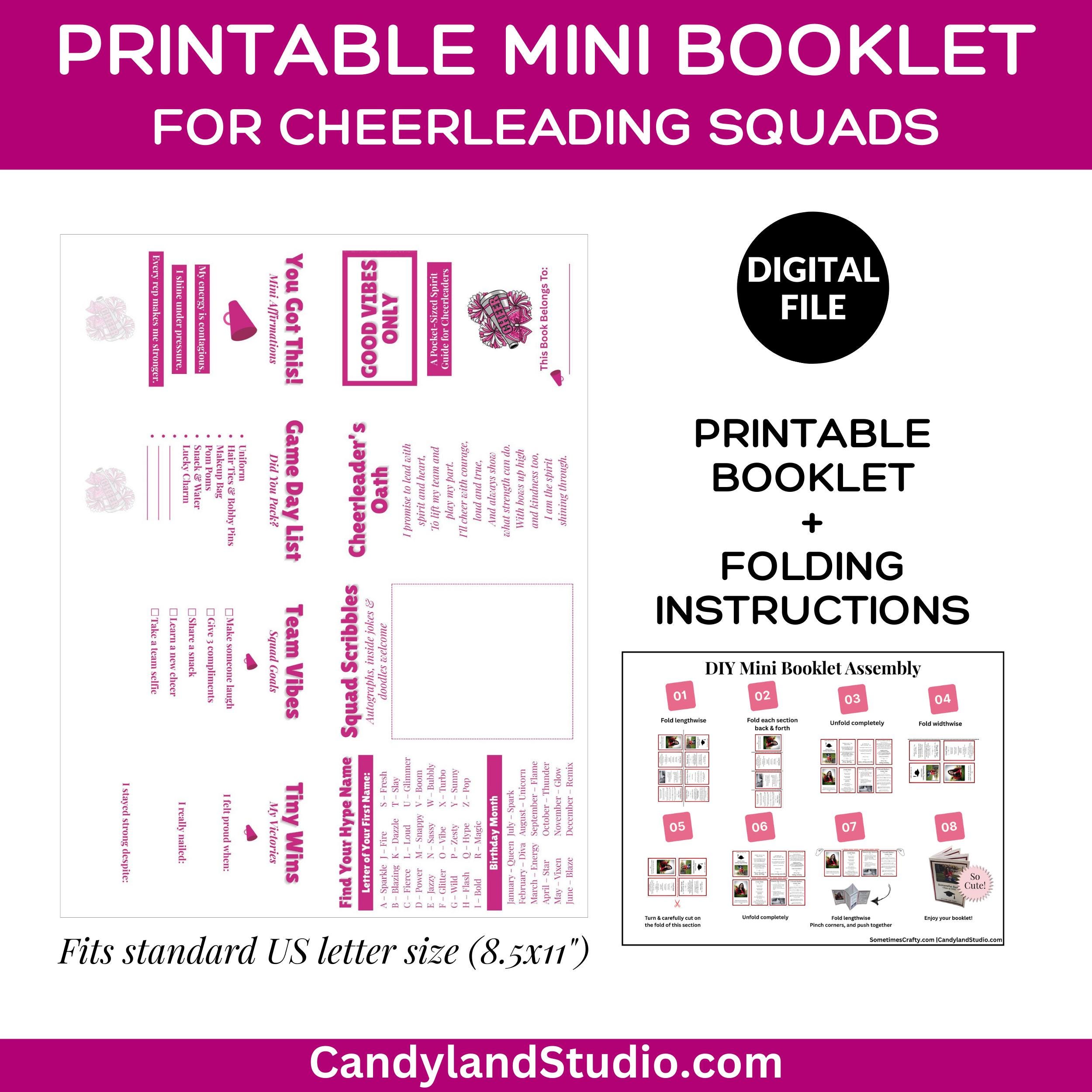Printable Cheerleader Mini Booklet – Pocket Spirit Guide PDF for Squad ...