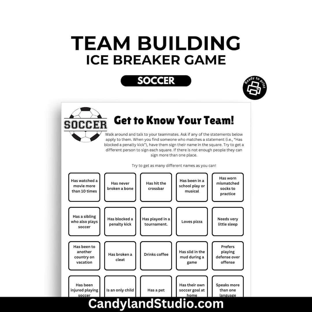 Soccer Find Someone Who Team Building Ice Breaker Game Printable | Fun ...