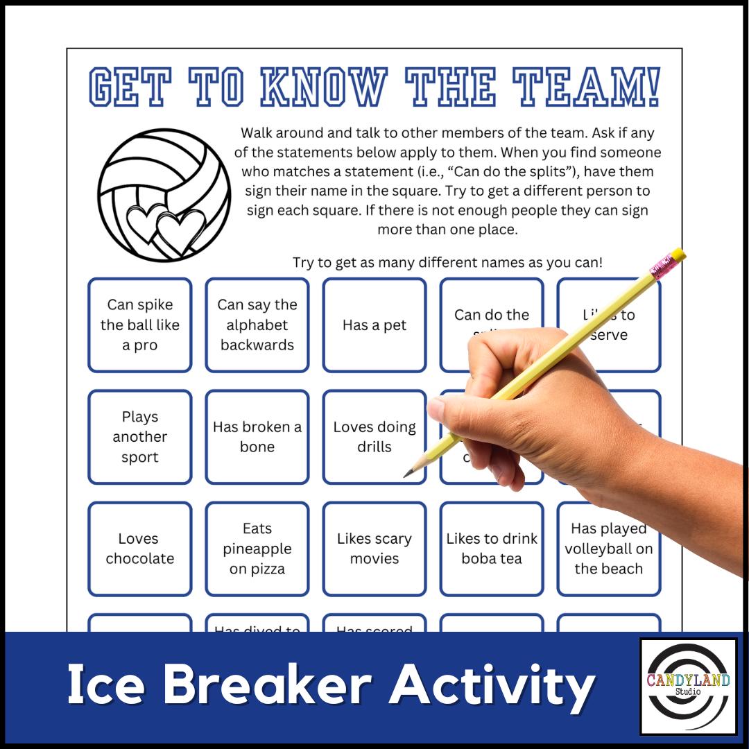 Volleyball Ice Breaker Activity | Find Someone Who Bingo Style Team ...