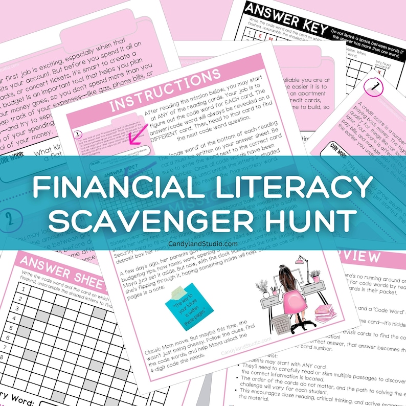 Financial Literacy Printable Scavenger Hunt for Middle High School ...