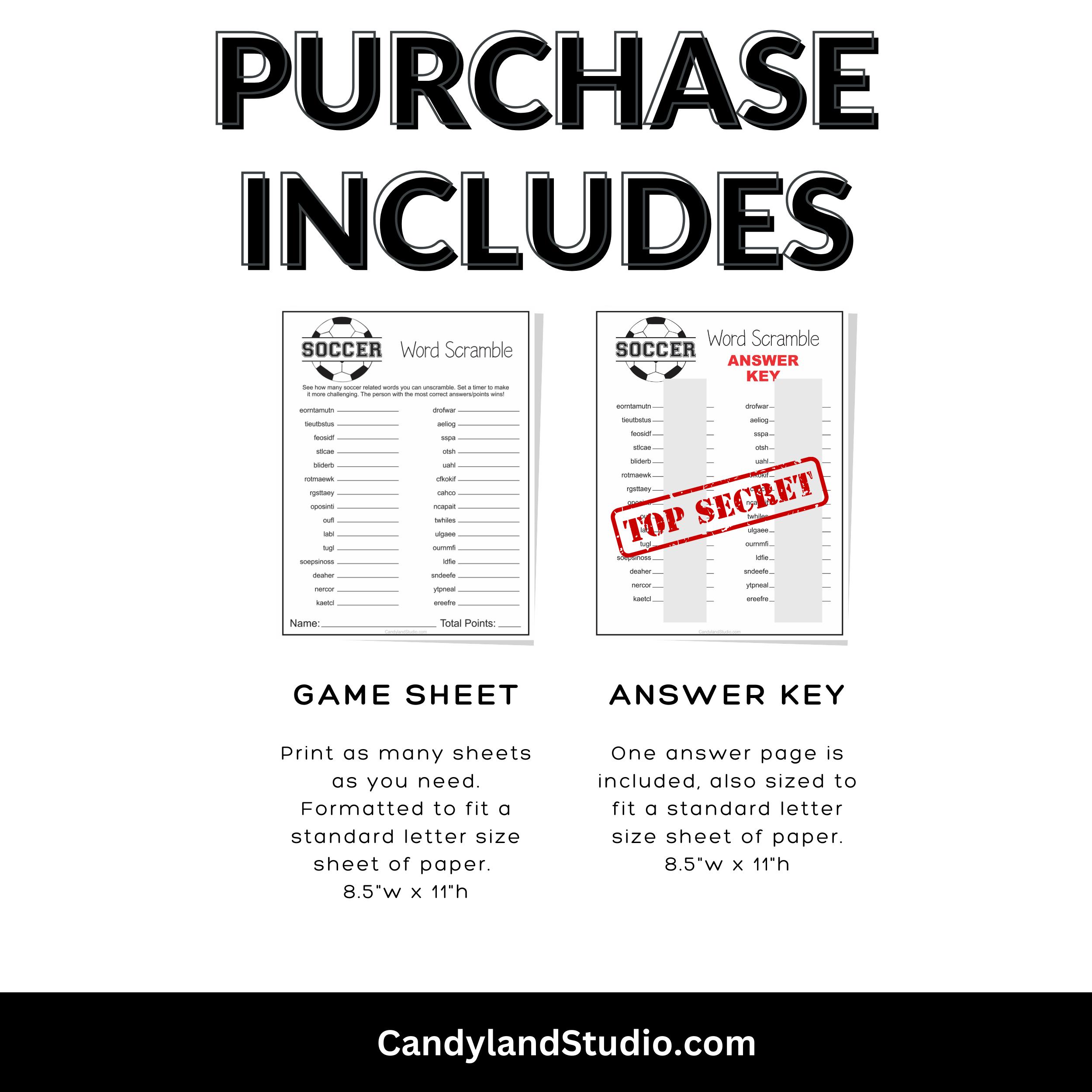 Soccer Word Scramble Game for Team Building Ice Breaker Printable Fun ...