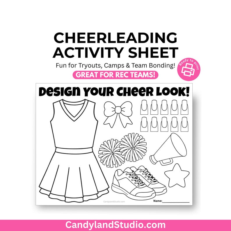 Cheerleading Activity Sheet Printable: Design Your Own Cheer Look ...