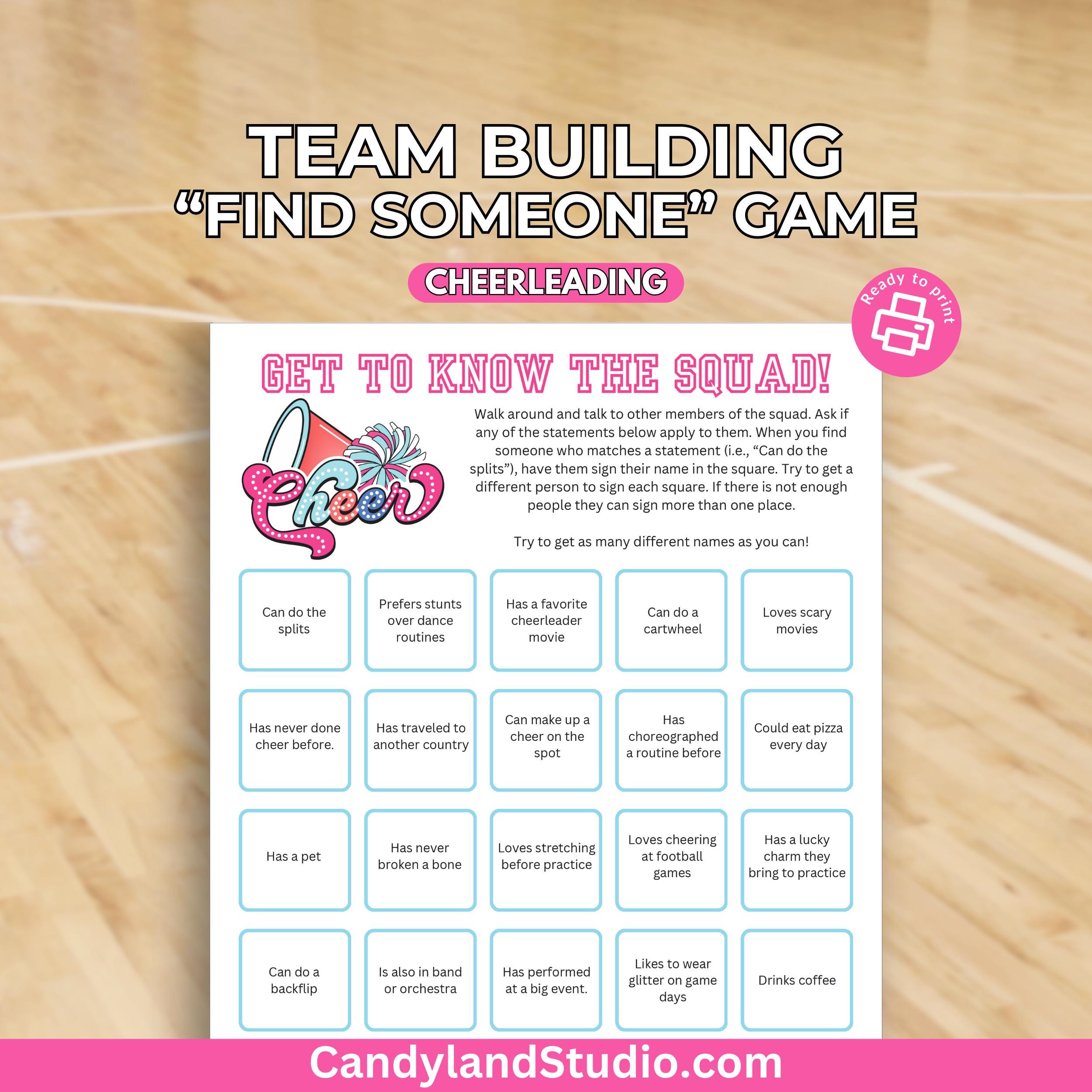 Cheer Squad Find Someone Who Team Building Ice Breaker Game Printable ...