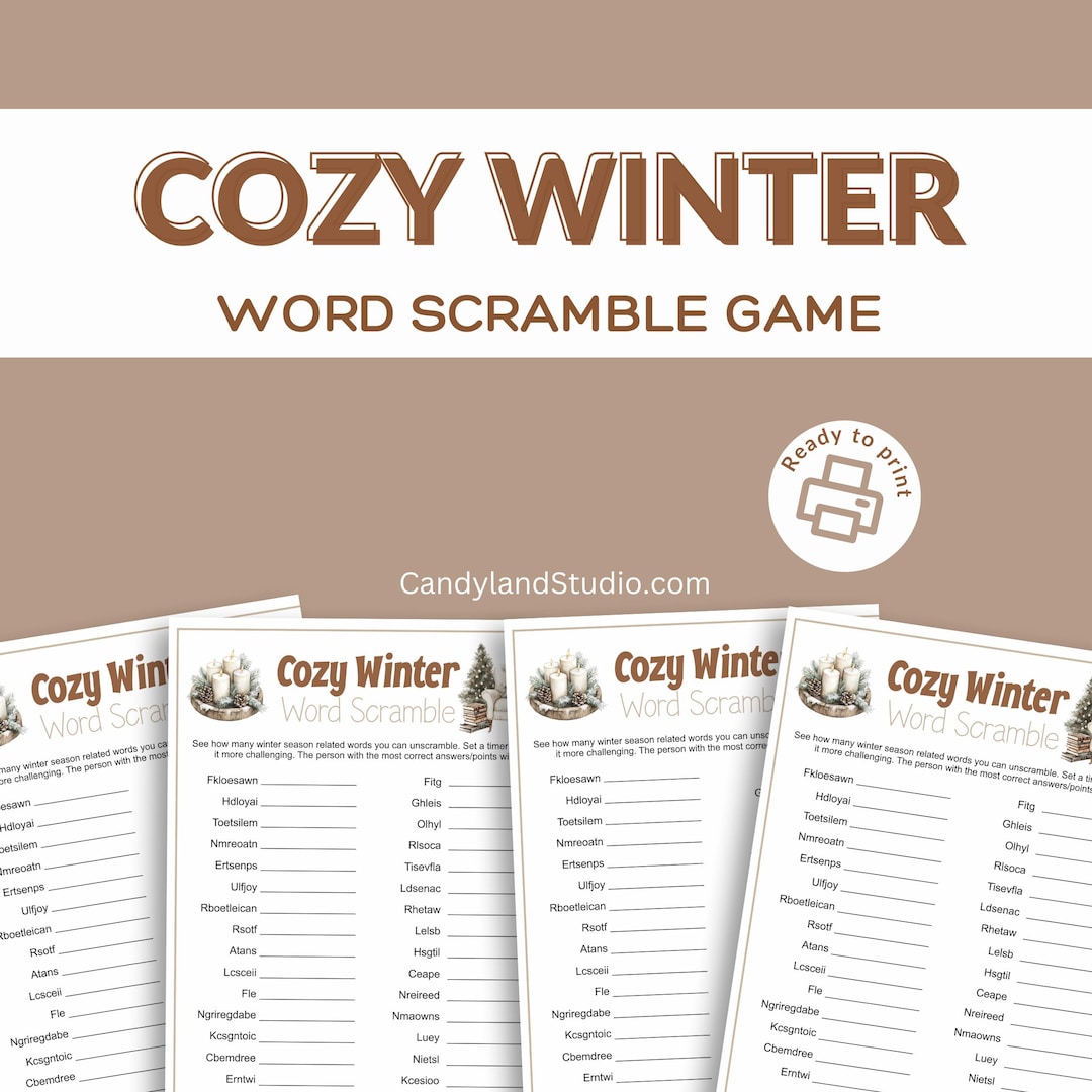 Cozy Winter Seasonal Word Scramble Digital Printable | Family Reunion ...