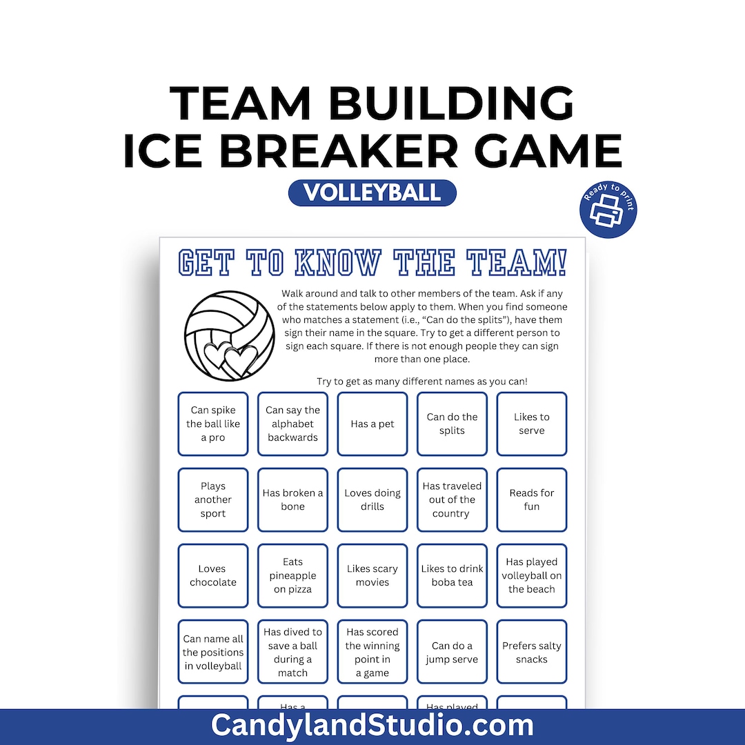 Volleyball Find Someone Who Team Building Ice Breaker Game Printable ...