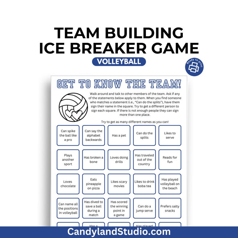 Volleyball Find Someone Who Team Building Ice Breaker Game Printable ...