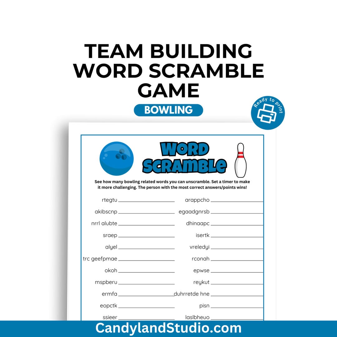 Bowling Word Scramble Team Building Game, Digital Download PDF ...