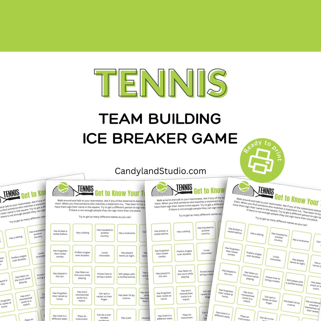 Tennis Find Someone Who Team Building Ice Breaker Game Printable | Fun ...