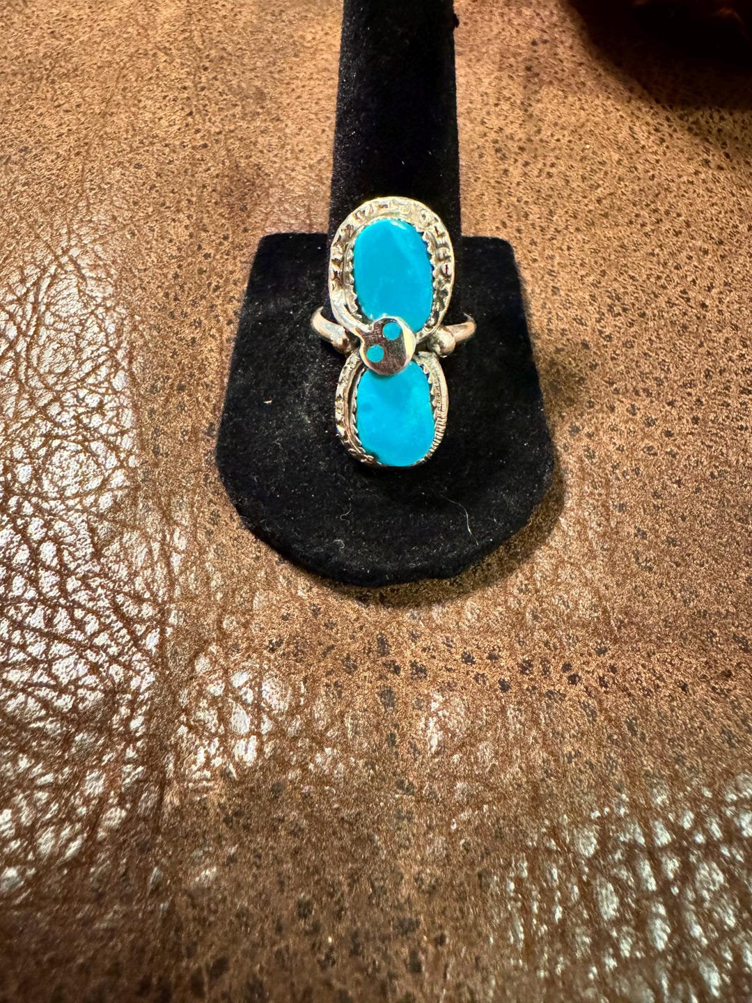 Zuni Sterling Silver and Turquoise Snake Ring by Effie Calavaza Sz. 7.5 ...