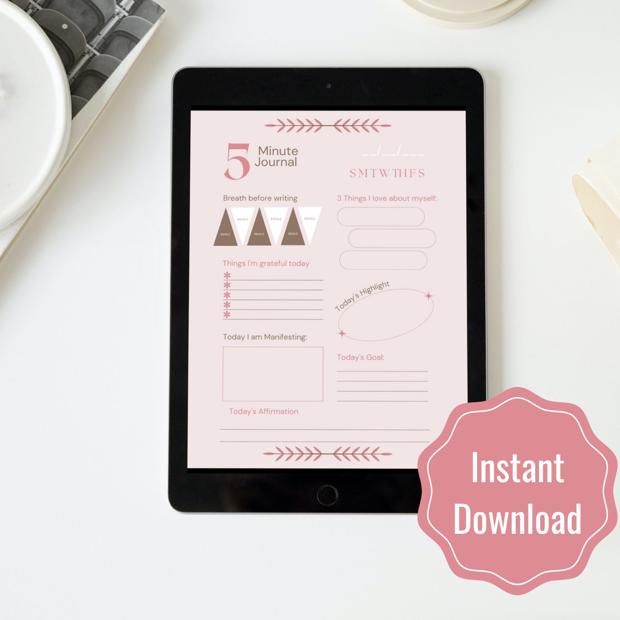 5 Minute Journal, Daily Journal, Digital Journal, Mental Health Journal ...