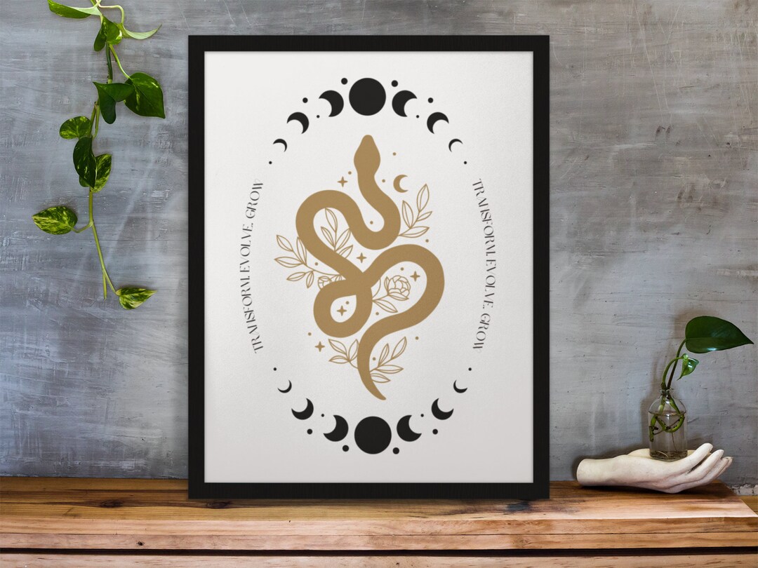 Digital Snake Art Print + Minimalist Decor + Boho Wall Decor + Snake ...