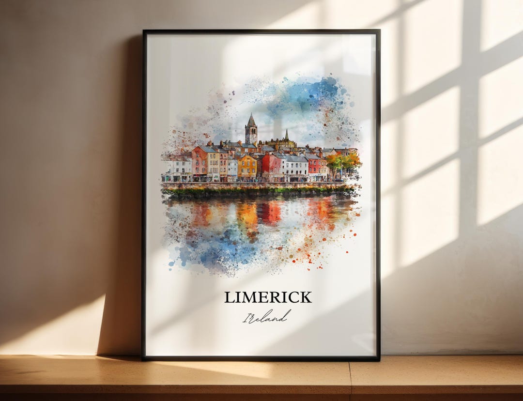 Limerick Wall Art, Munster Province Print, Ireland Watercolor Art ...